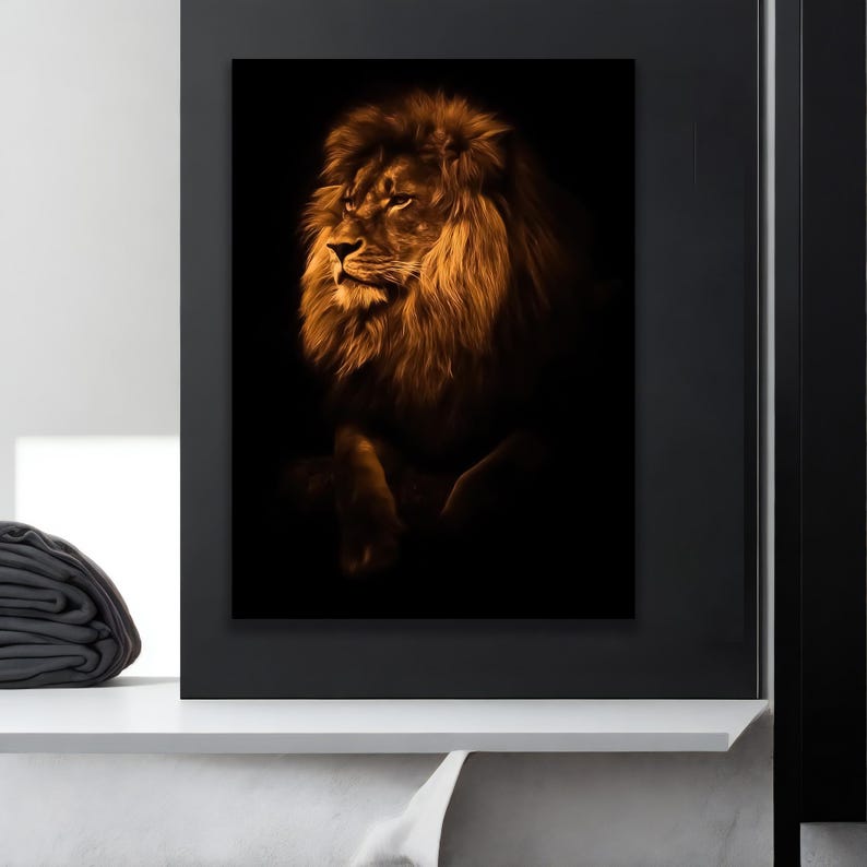 Realistic Lion Wall Art – Majestic Wildlife Canvas Print, Hyper ...