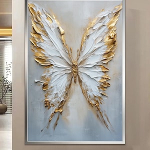 Gold Accent Butterfly Canvas Print: Elegant Nature-inspired Wall Art - Etsy