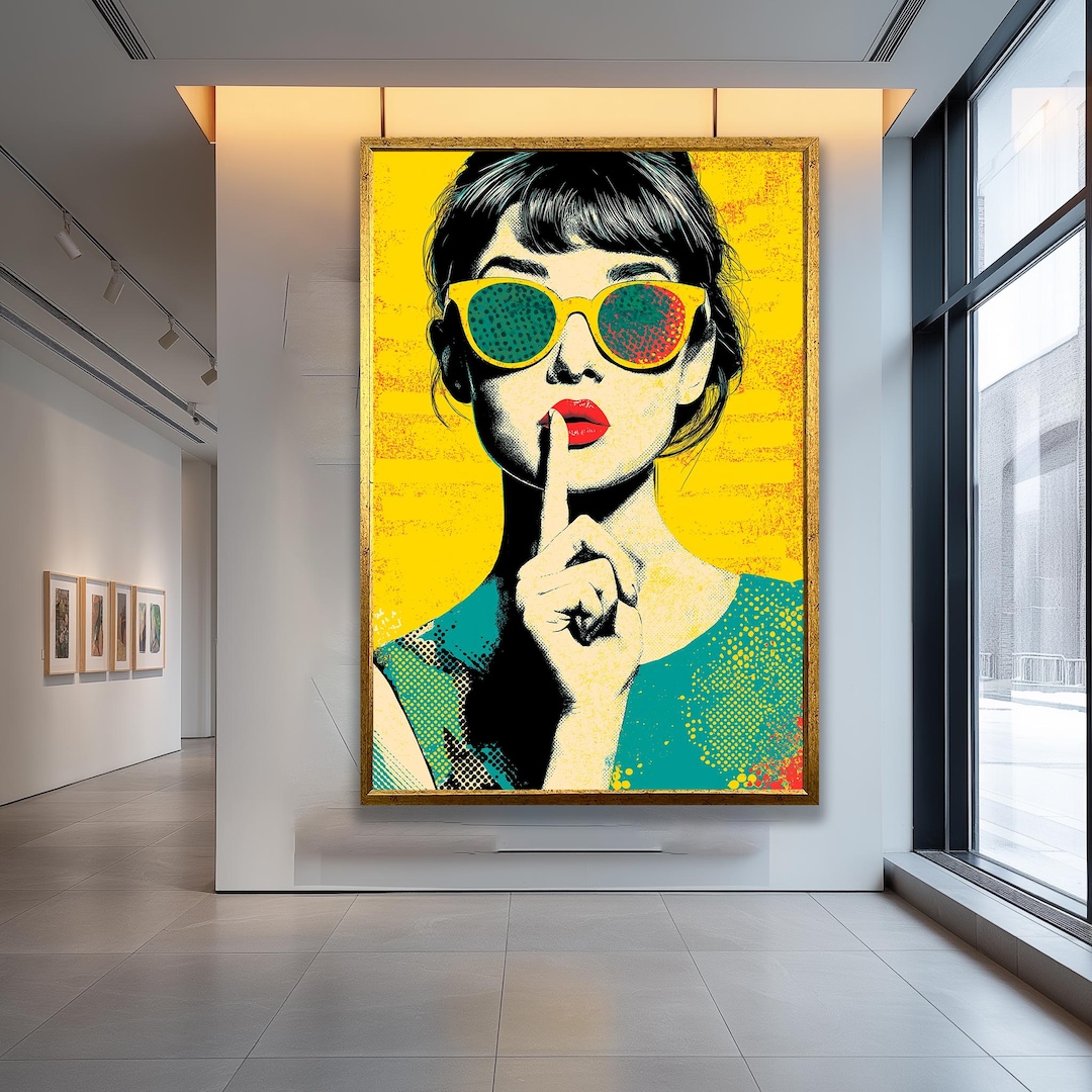 Shhh Pop Art Woman Print, Retro Colorful Shhh Girl Wall Art - Etsy