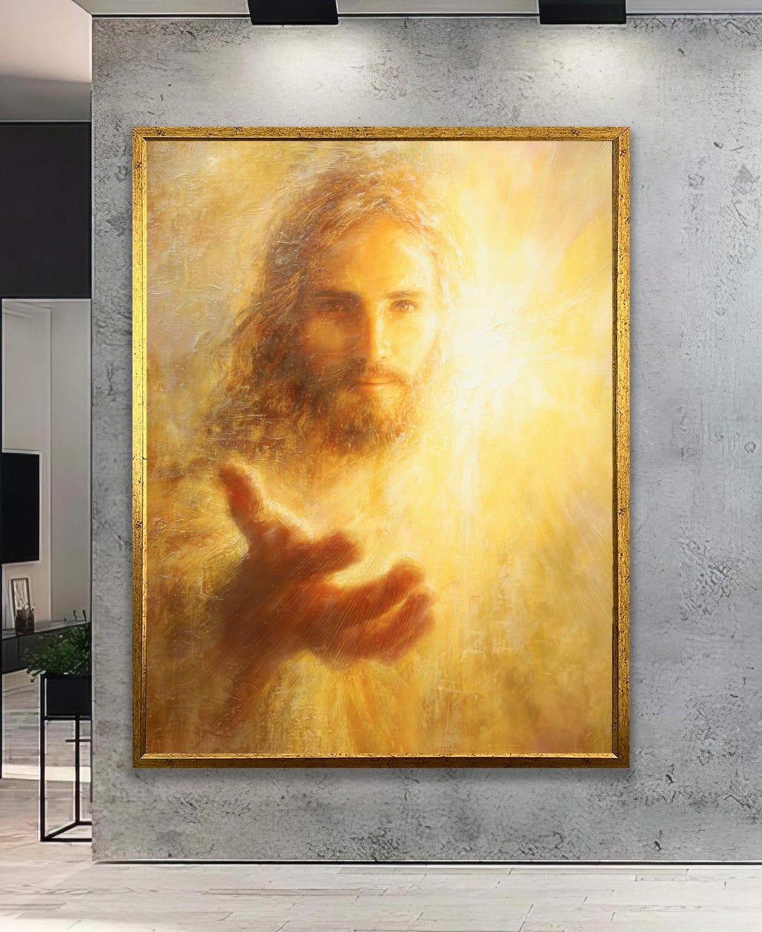 Ethereal Jesus Art Print, Golden Light Sacred Wall Art, Religious ...