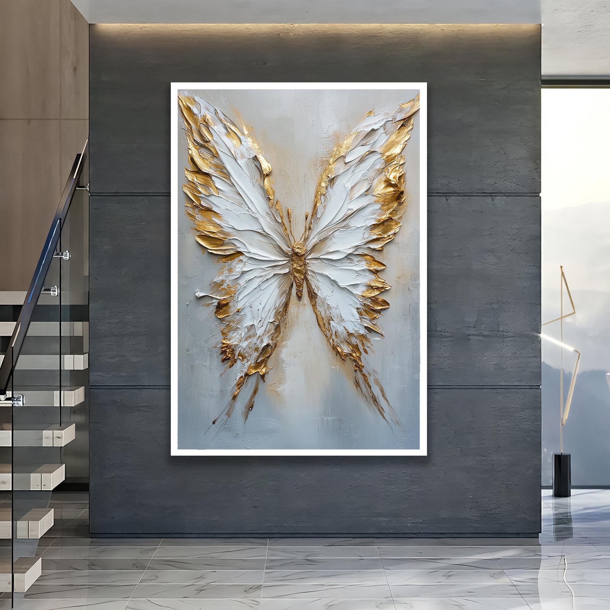 Gold Accent Butterfly Canvas Print: Elegant Nature-inspired Wall Art - Etsy