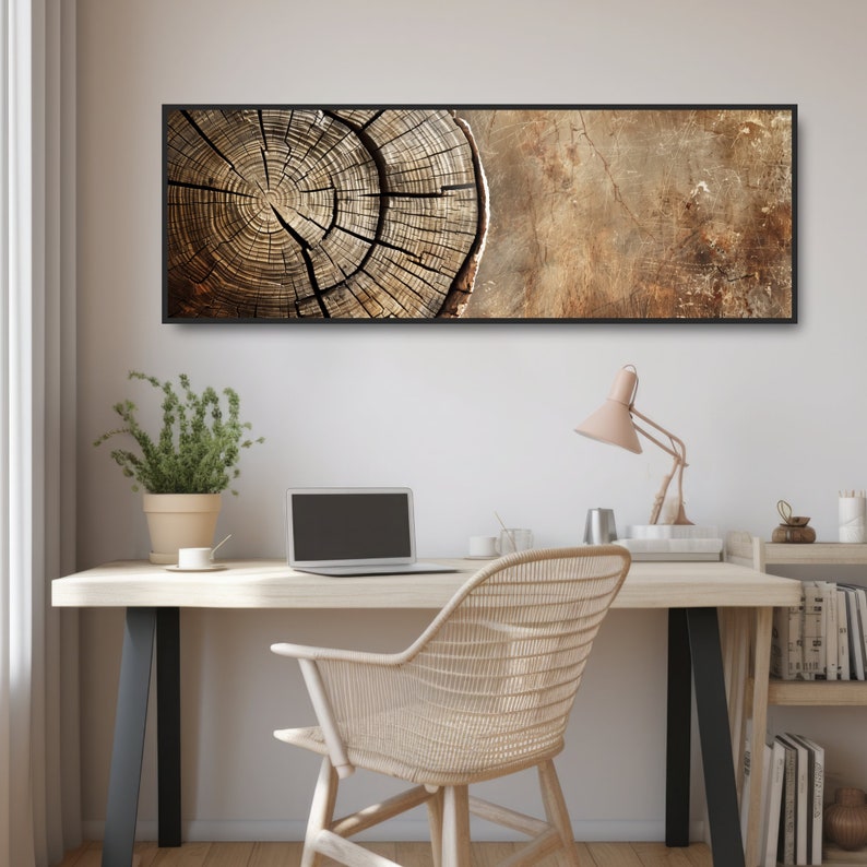 Rustic Wood Log & Stone Art Print. Weathered Wooden Stump Tree Trunk ...