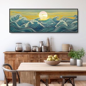 Traditional Japanese Wave Art, Minimalist Ocean Landscape, Abstract Sea ...