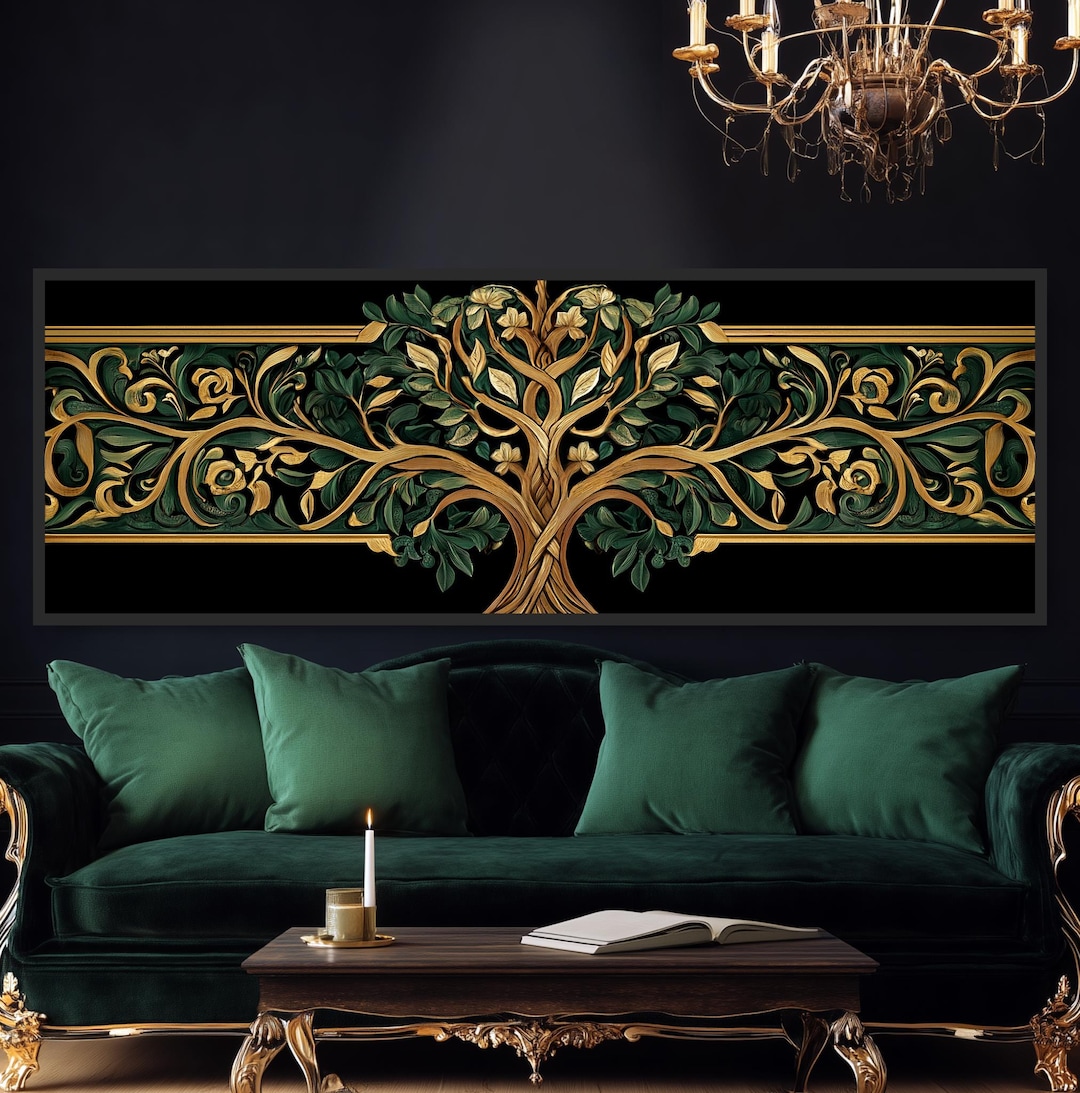 Gothic Tree of Life Wall Art, Ornate Floral Scrollwork Medieval ...
