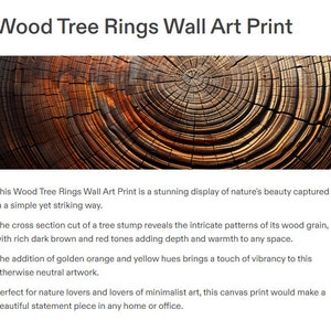 Wood Tree Rings Wall Art Print, Cross Section Cut Log Stump, Wooden ...