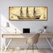 Vintage Sailing Ship Drawing, Nautical Decor Wall Art, Panoramic ...
