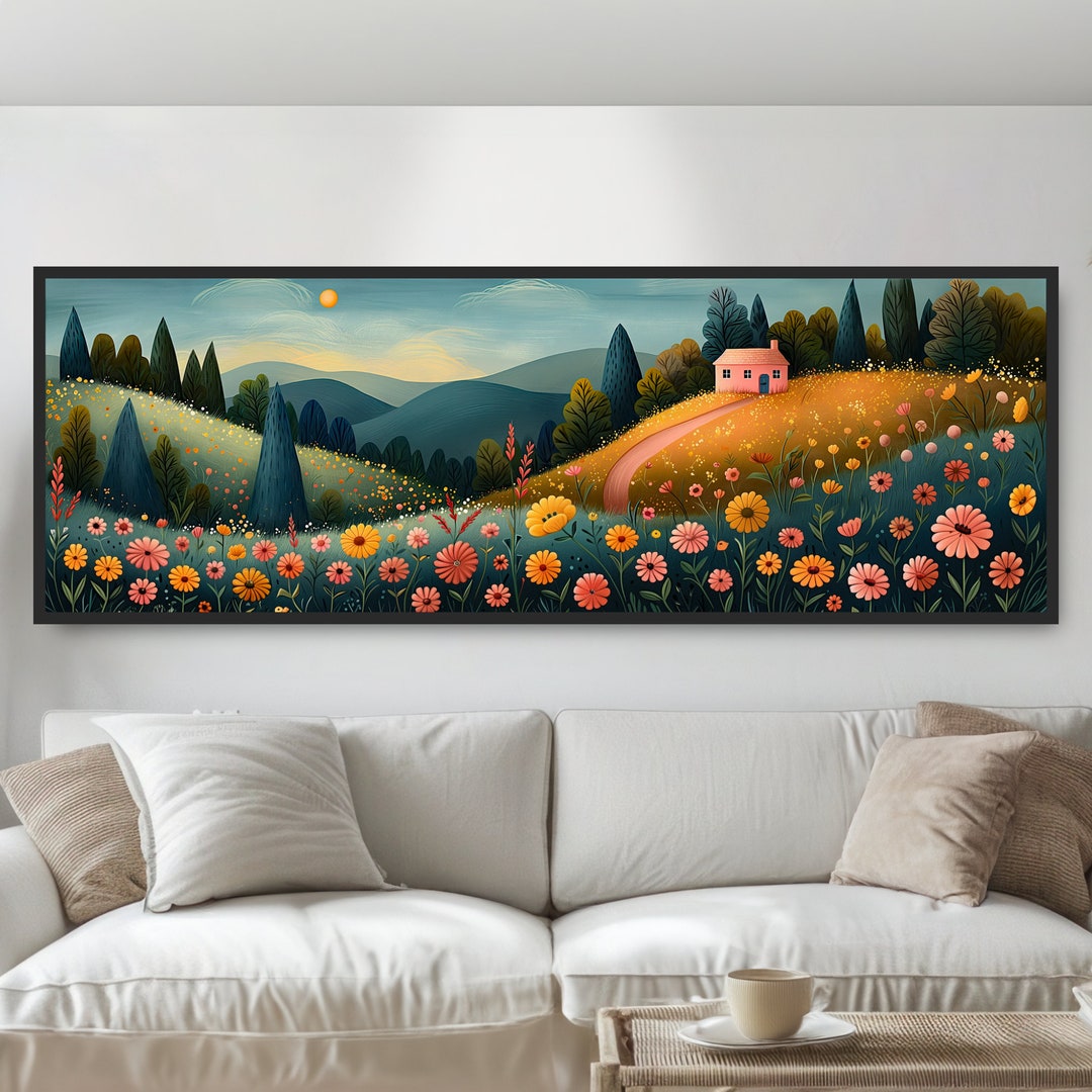 Whimsical Cottagecore Art, Cute Colorful Wildflowers Painting ...