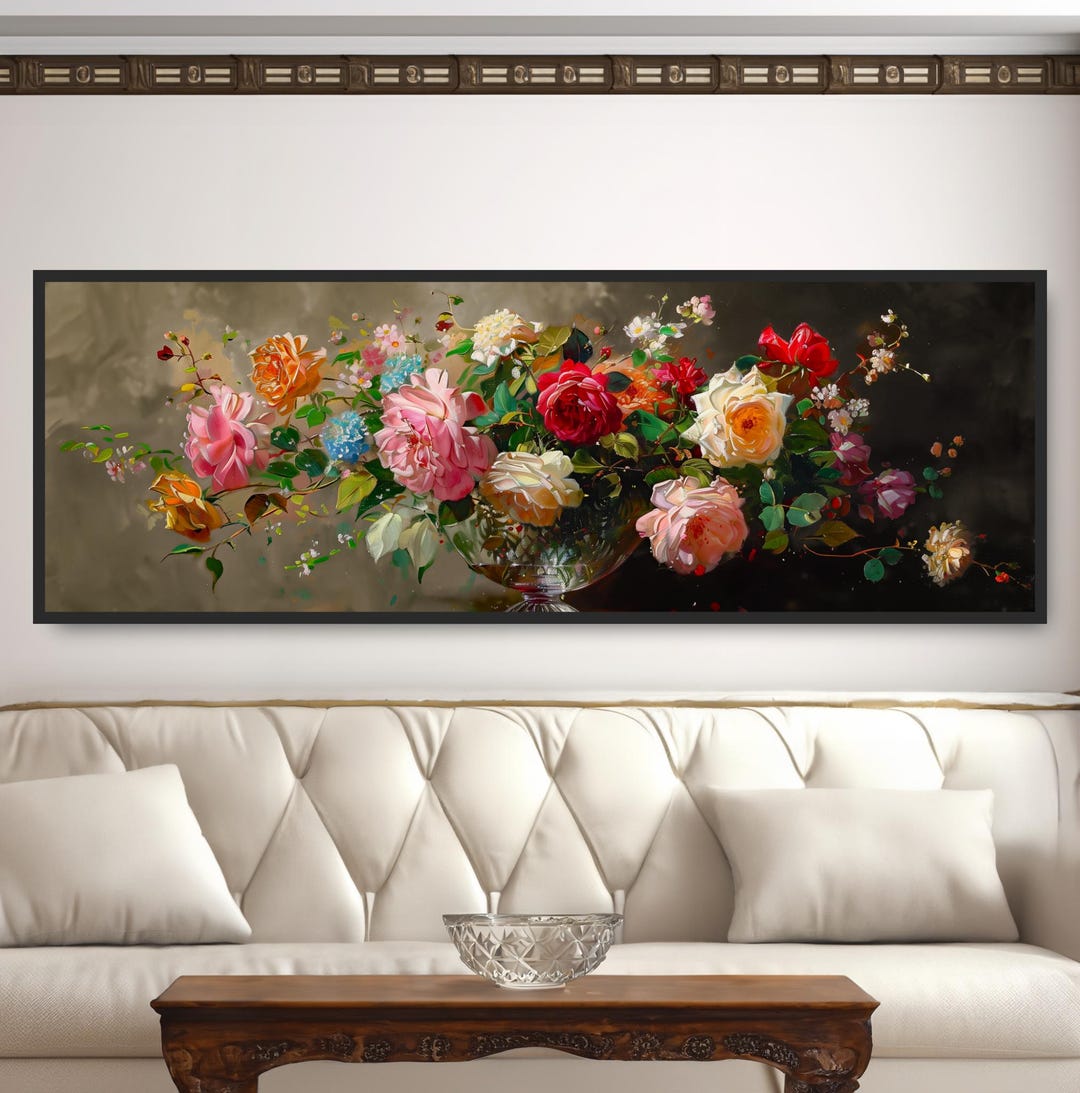 Colorful Flower Arrangement Oil Painting Print. Traditional Classical ...
