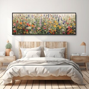 Wildflower Meadow Canvas Print or Poster. Colorful Watercolor Flower ...