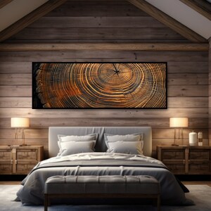 Cut Tree Trunk Rings Canvas Print. Panoramic Wall Art. Wood Stump Grain ...