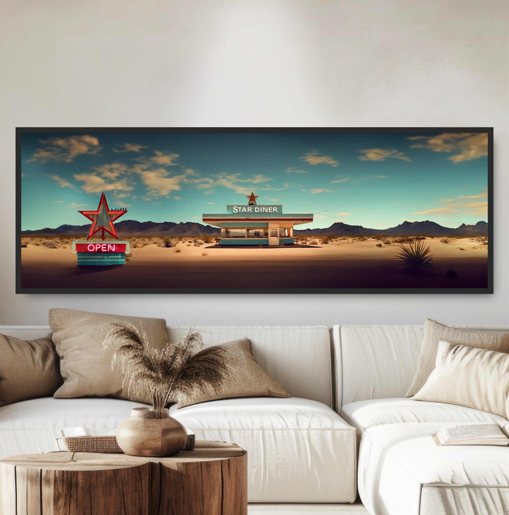 Gift for Diner Lover. Desert Diner Photo Print. Panoramic Landscape ...