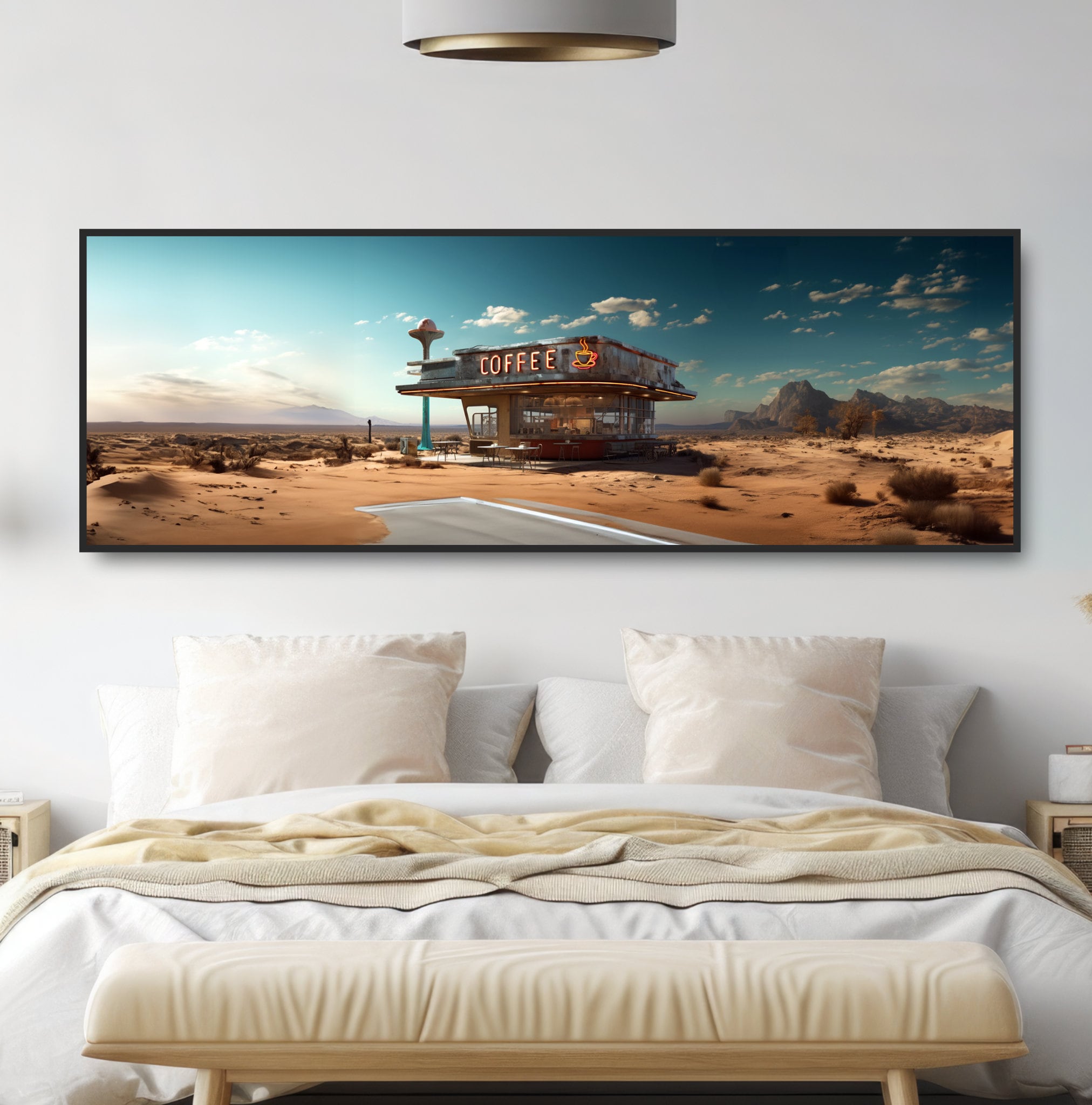 Gift for Coffee Lover. Retro Desert Diner Art. Vintage Americana ...