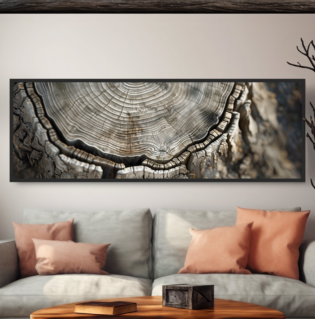 Weathered Tree Stump Rings Wall Art Print. Aged Wood Trunk Cross ...