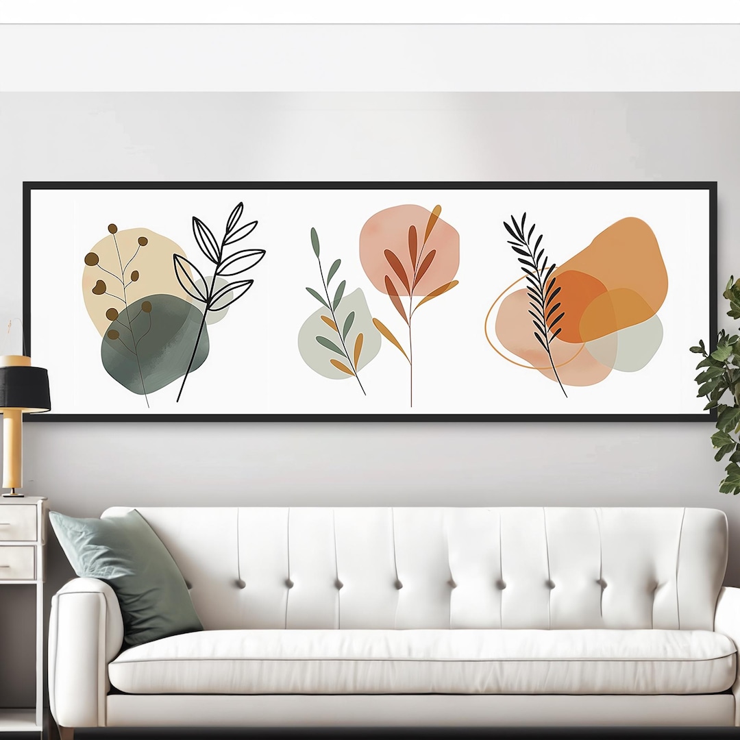 60s Midcentury Modern Nature Wall Art. Abstract Geometric Plant ...
