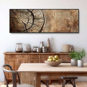 Rustic Wood Log & Stone Art Print. Weathered Wooden Stump Tree Trunk ...