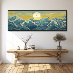Traditional Japanese Wave Art, Minimalist Ocean Landscape, Abstract Sea ...