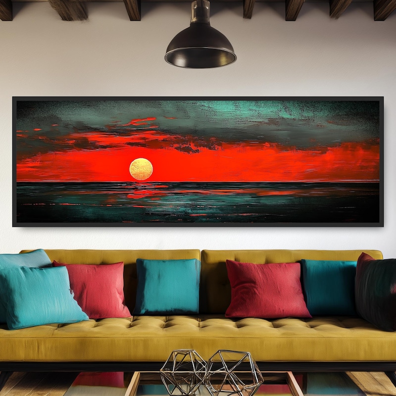 Abstract Sunset Over Sea Painting - Etsy