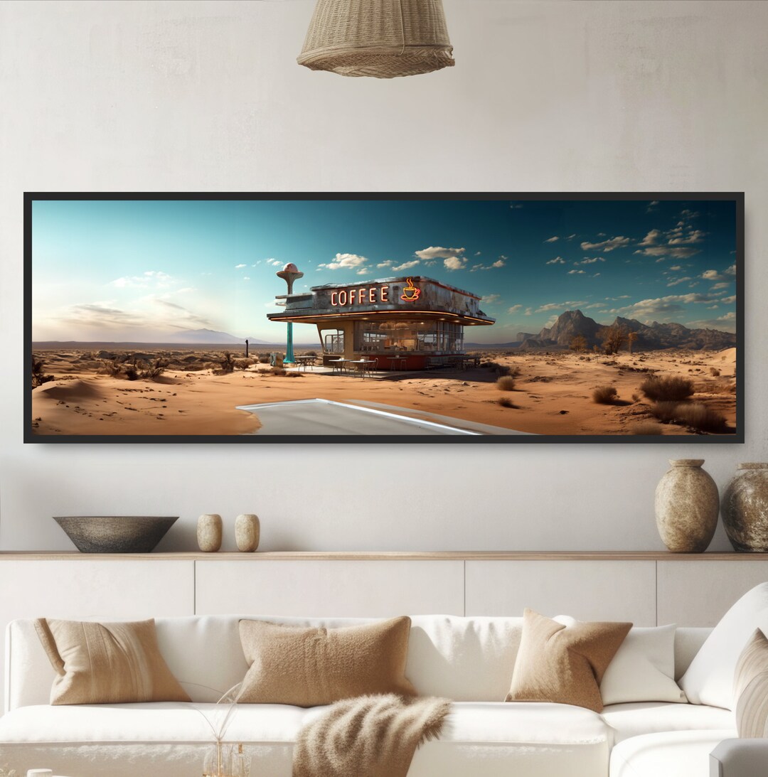Gift for Coffee Lover. Retro Desert Diner Art. Vintage Americana ...