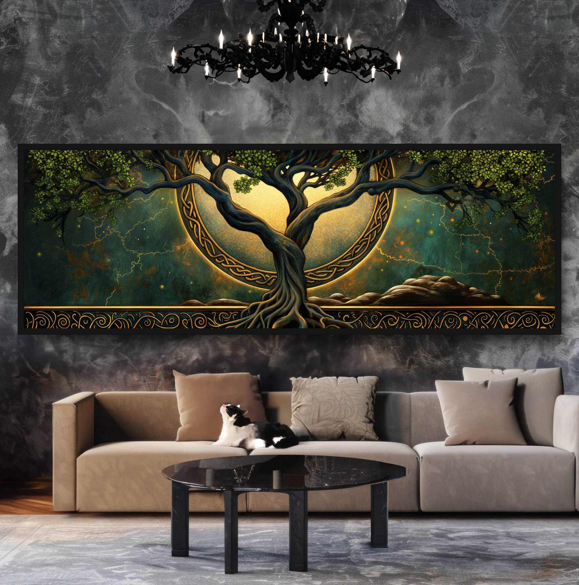 Celtic Tree of Life Art Nouveau. Ornate Twisted Branches Oak Print. Medieval Fantasy Panoramic ...