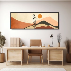 Geometric Abstract Sun Landscape Wall Art. Midcentury Modern Boho ...