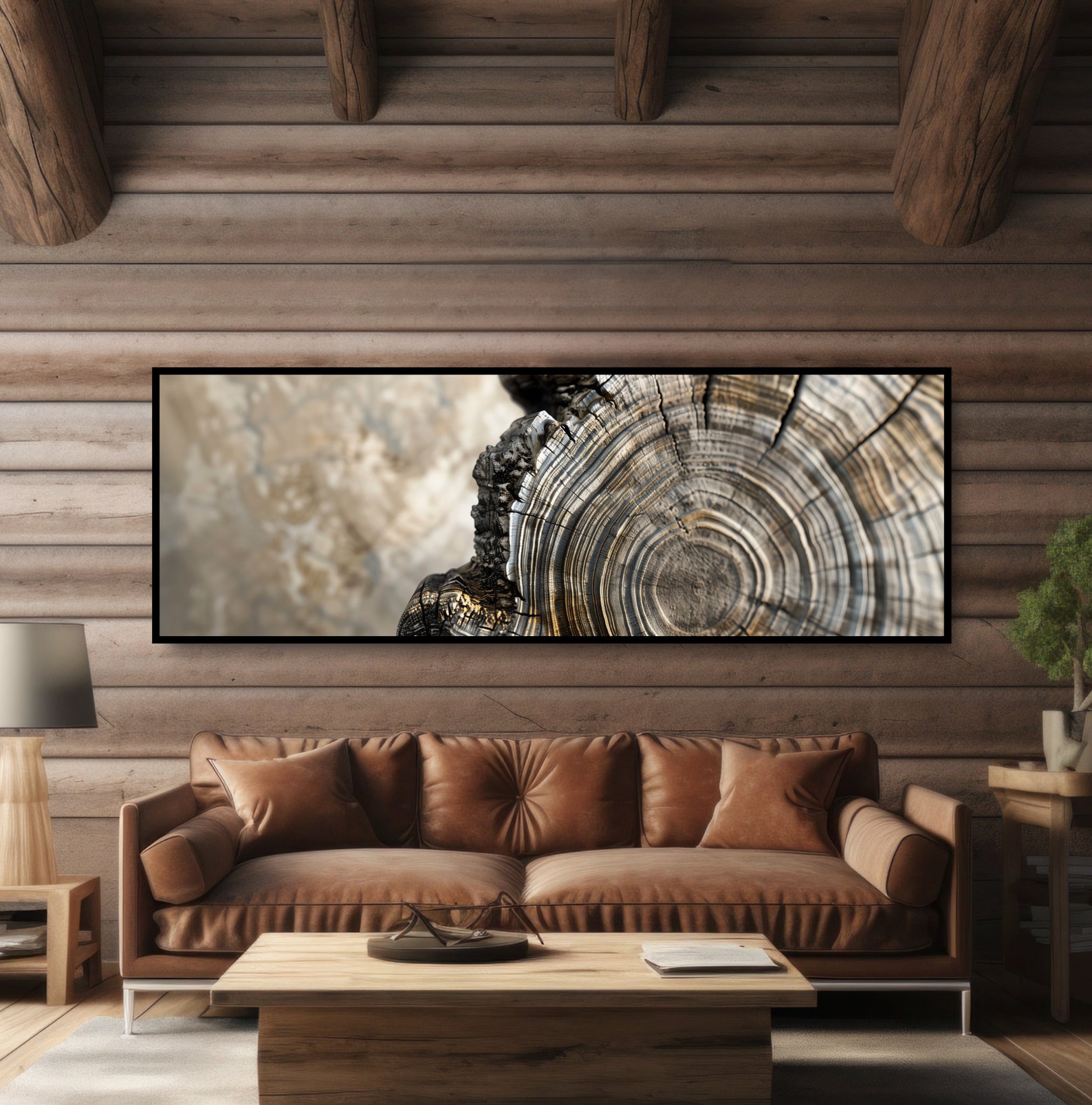 Tree Ring Cross-section Wall Art. Aged Forest Trunk Cut Weathered Wood ...