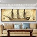 Vintage Sailing Ship Drawing, Nautical Decor Wall Art, Panoramic ...