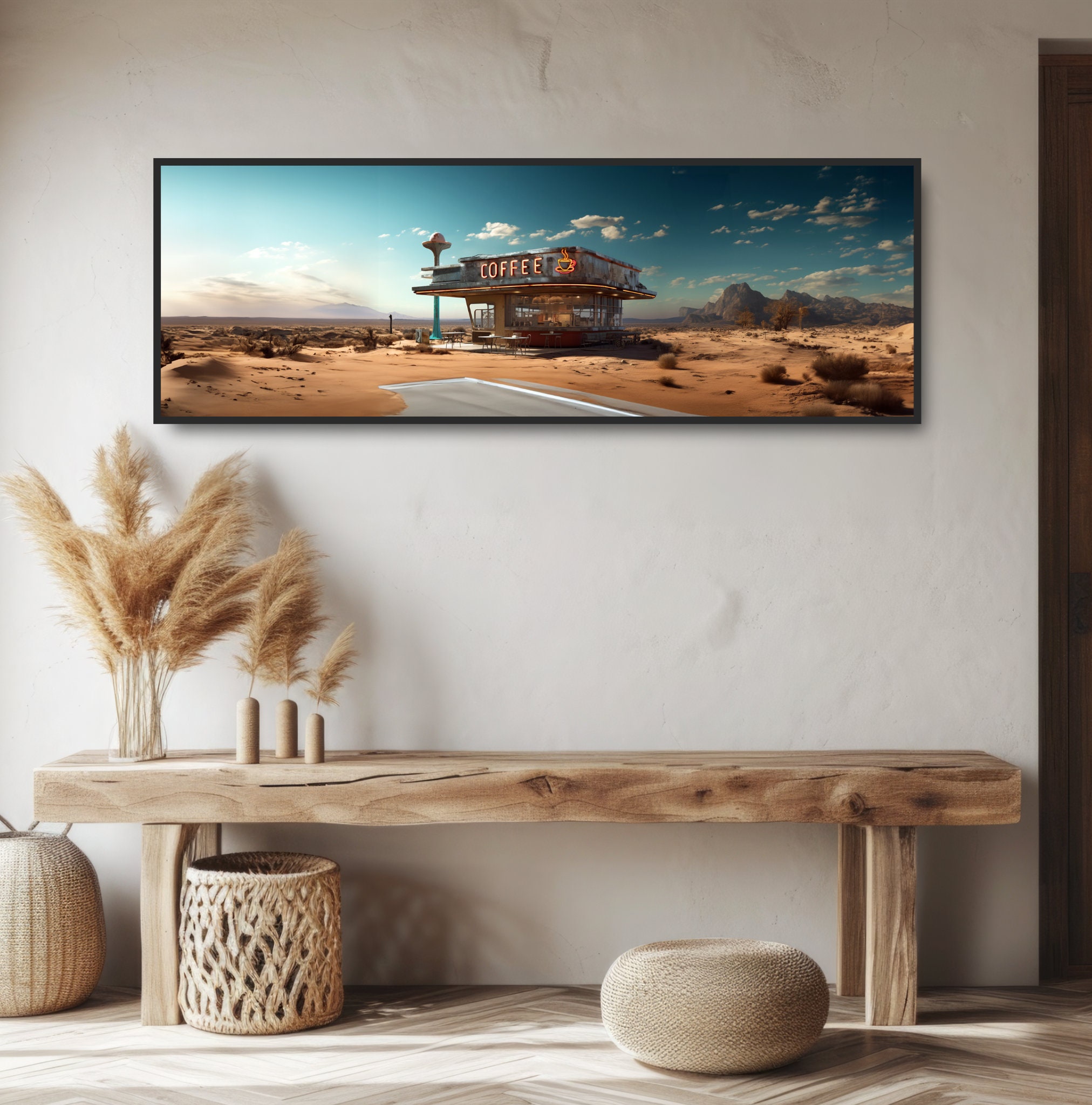 Gift for Coffee Lover. Retro Desert Diner Art. Vintage Americana ...