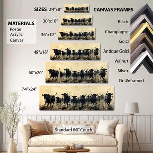 Powerful Cattle Stampede Painting. Old West Cow Herd Artwork. Rustic ...