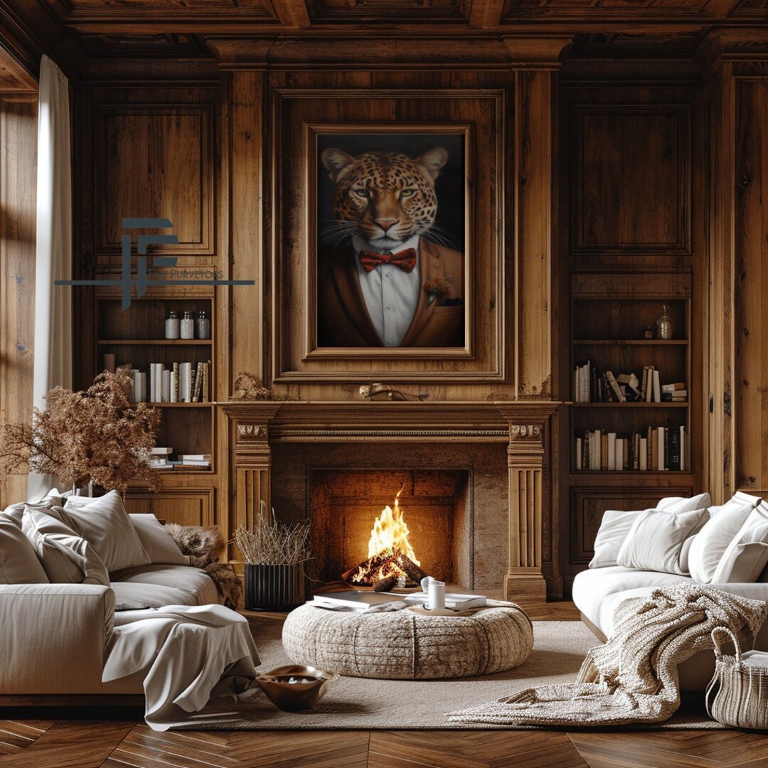 Leopard in a Suit Oil Painting Skully the Leopard Humanised Animals Digital Art PRINTABLE ...