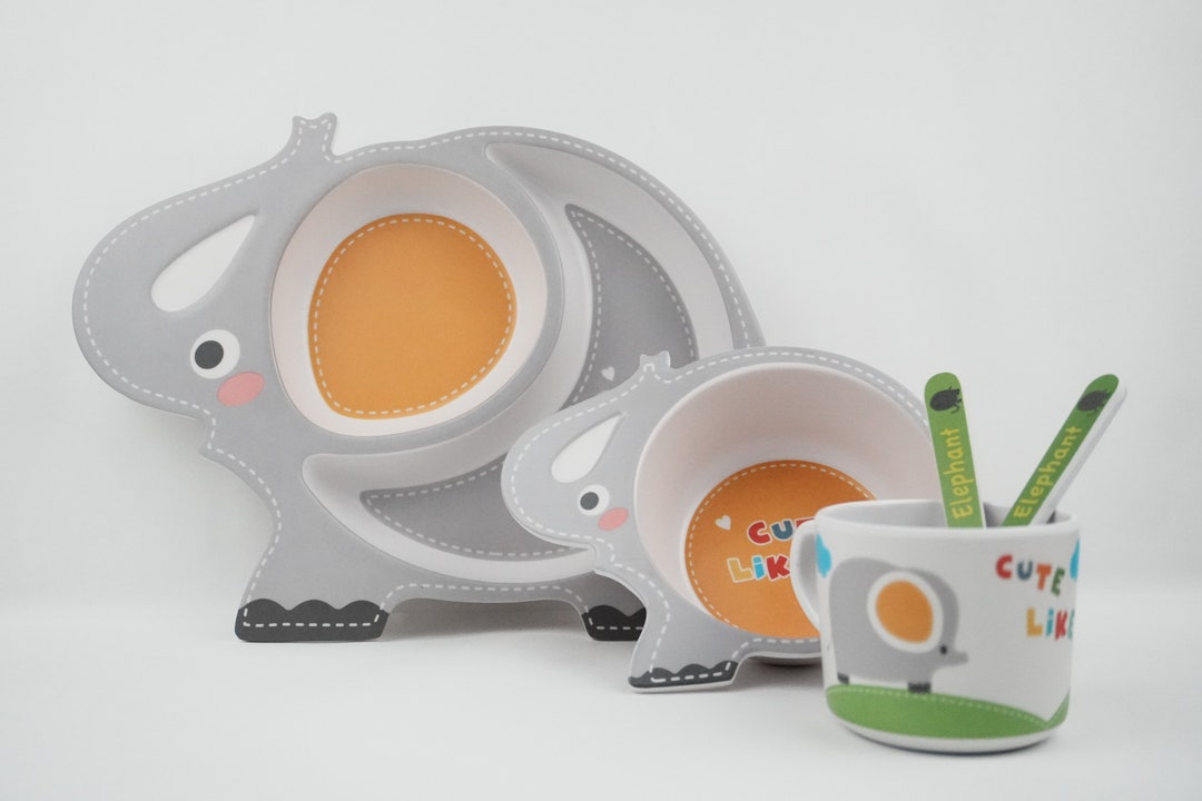 Elephant Bamboo Fiber Dinnerware Set: Kids Tableware Gift - Etsy