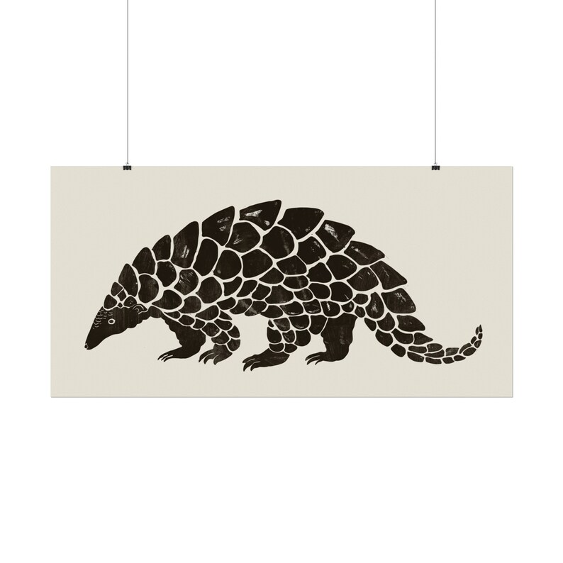 Timeless Enigma: Vintage Block Print Style Pangolin Illustration ...