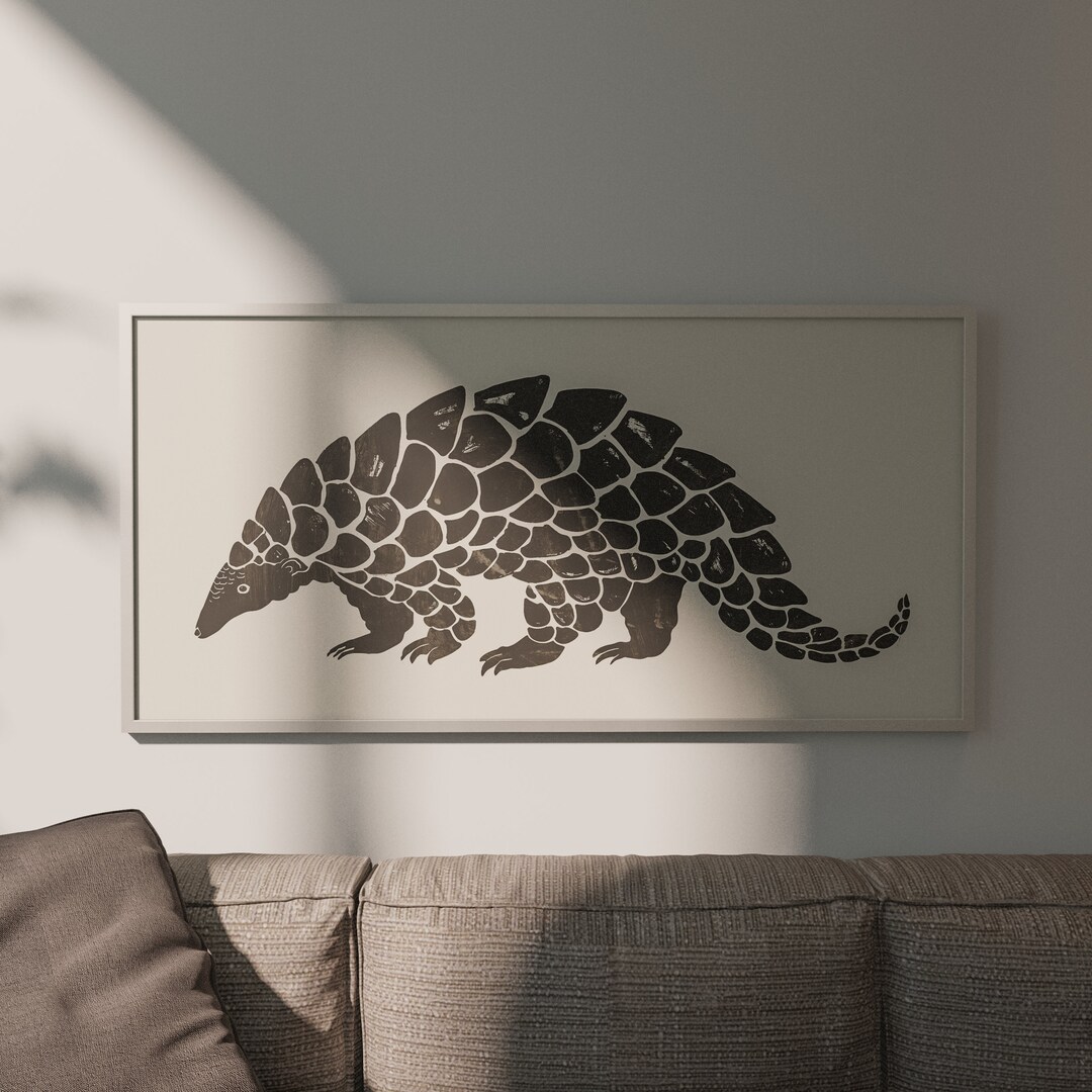Timeless Enigma: Vintage Block Print Style Pangolin Illustration ...