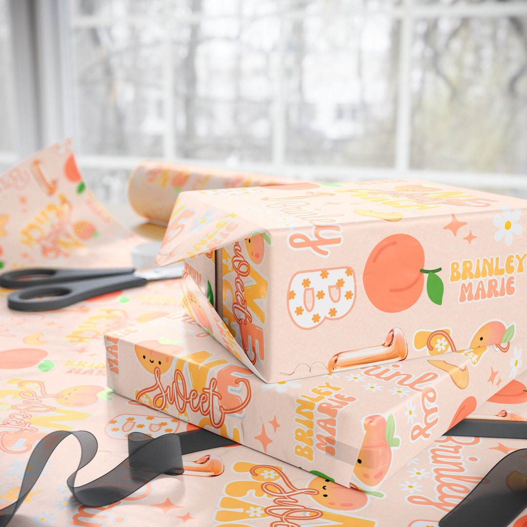Editable Peach 1st Birthday Party Bundle & Personalized Giftwrap Peach ...
