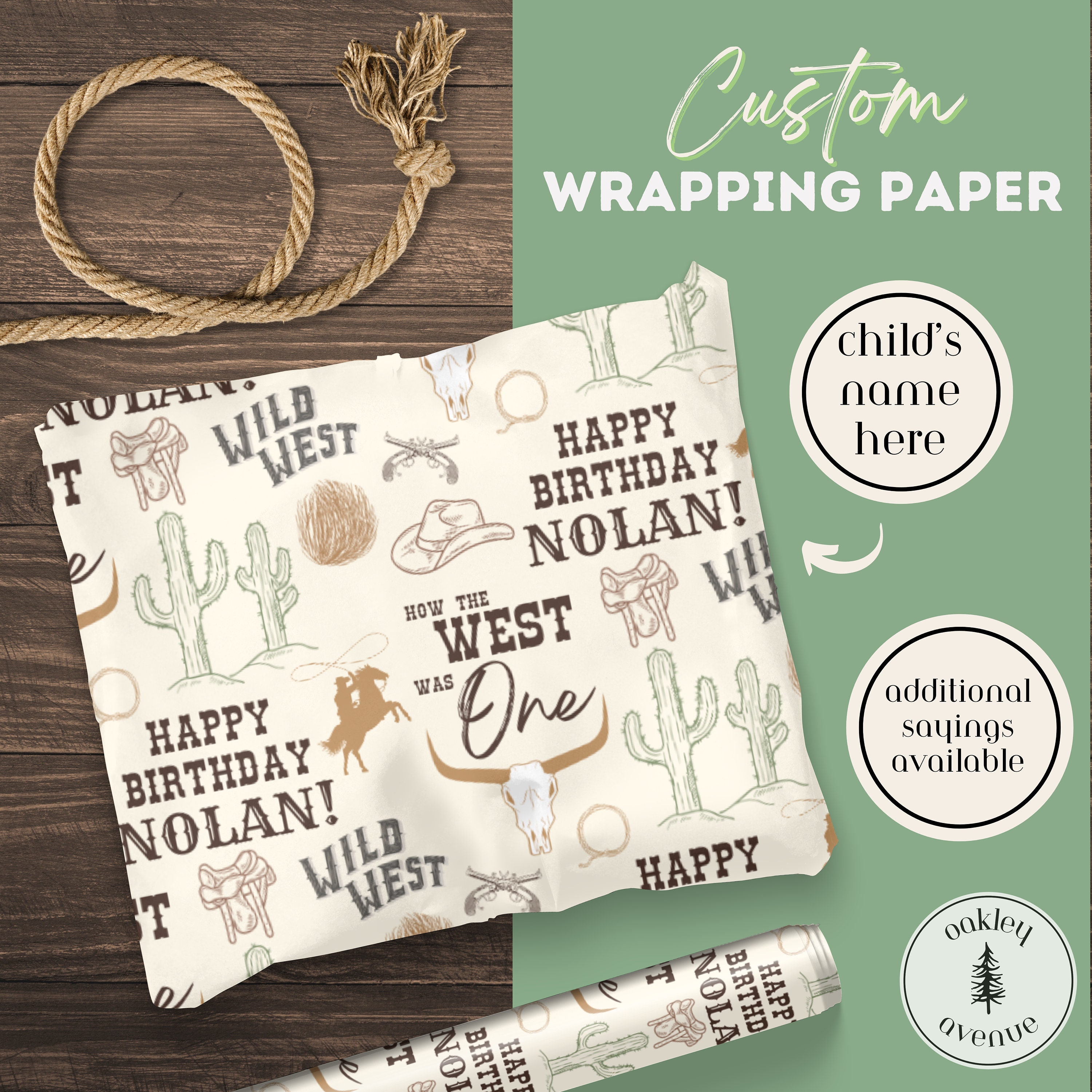How the West Was One Western Rodeo Themed Birthday Custom Gift Wrap ...