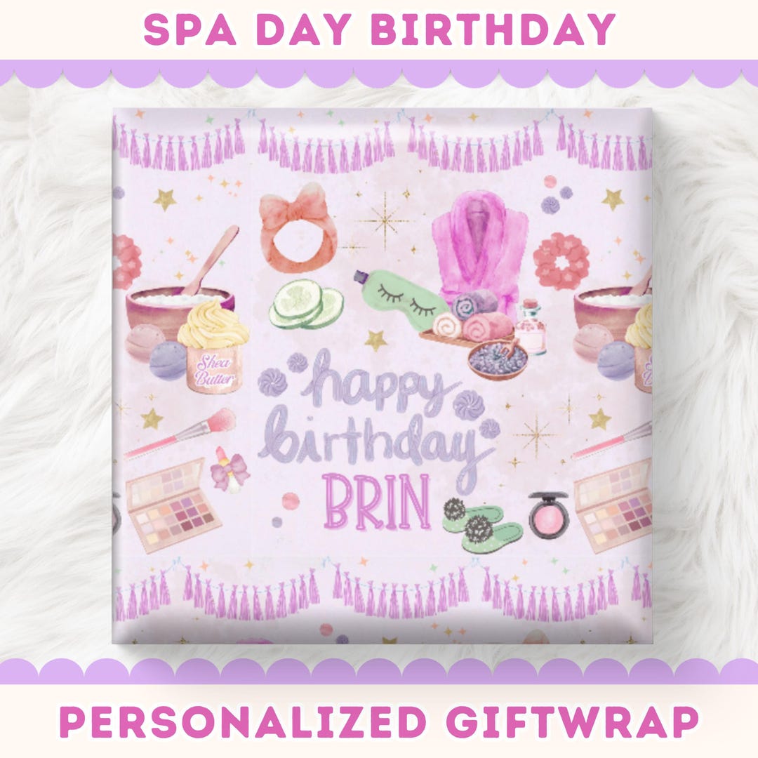 Personalized Wrapping Paper Spa Birthday Party Decor Pamper Party Spa ...