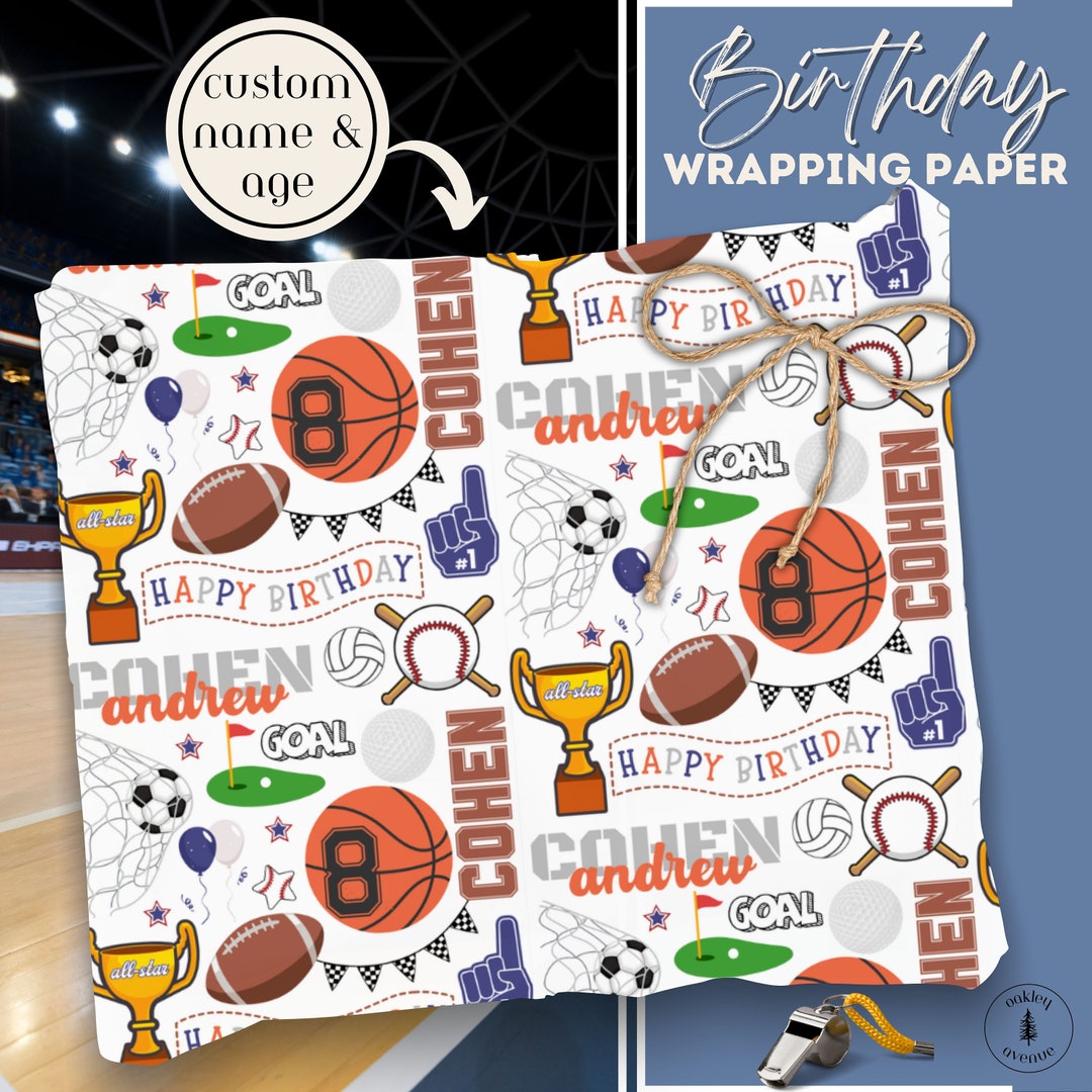 Editable Sports Theme Party Invitation Personalized Giftwrap, Birthday ...