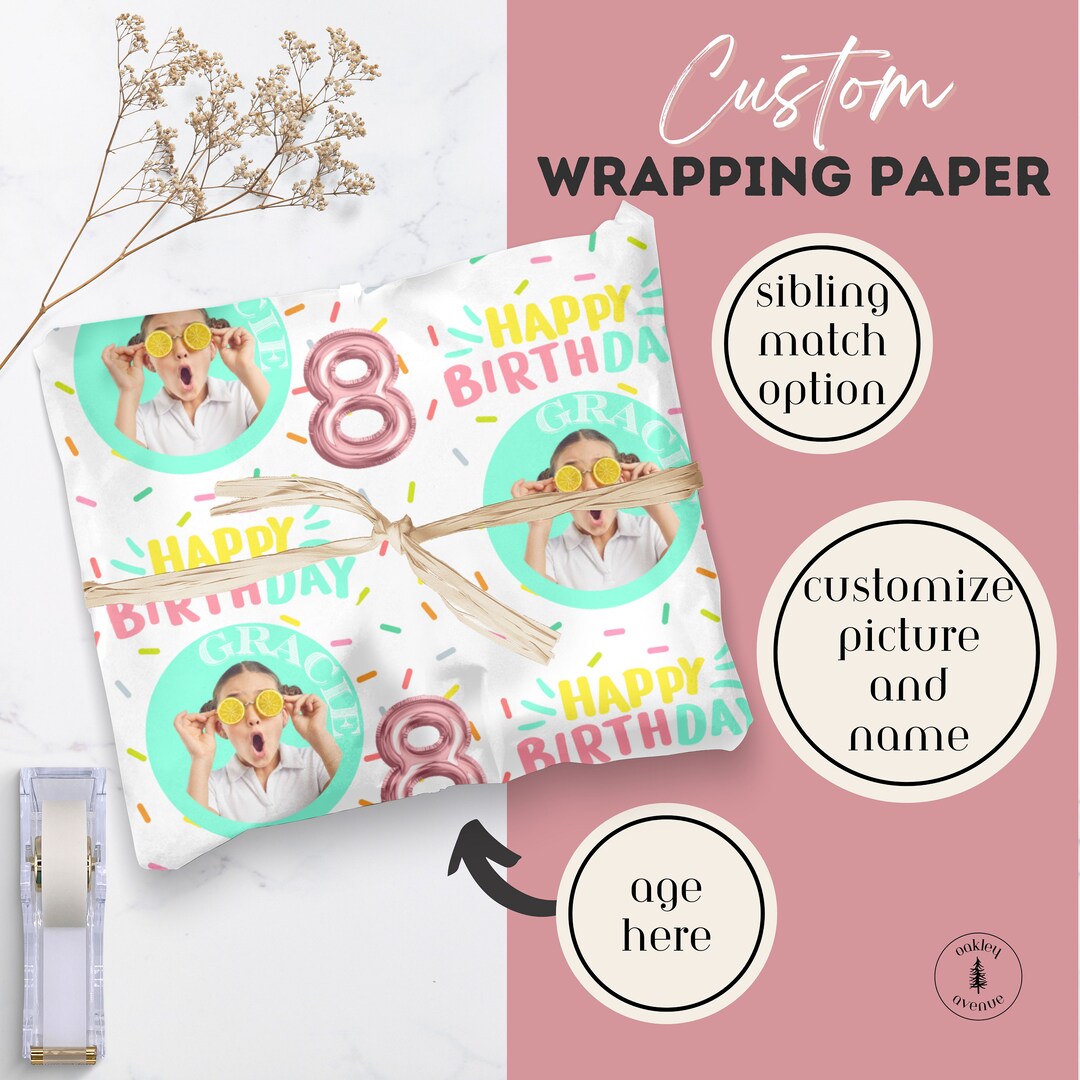Custom Name Wrapping Paper, Name & Photo Personalized Wrapping Paper ...