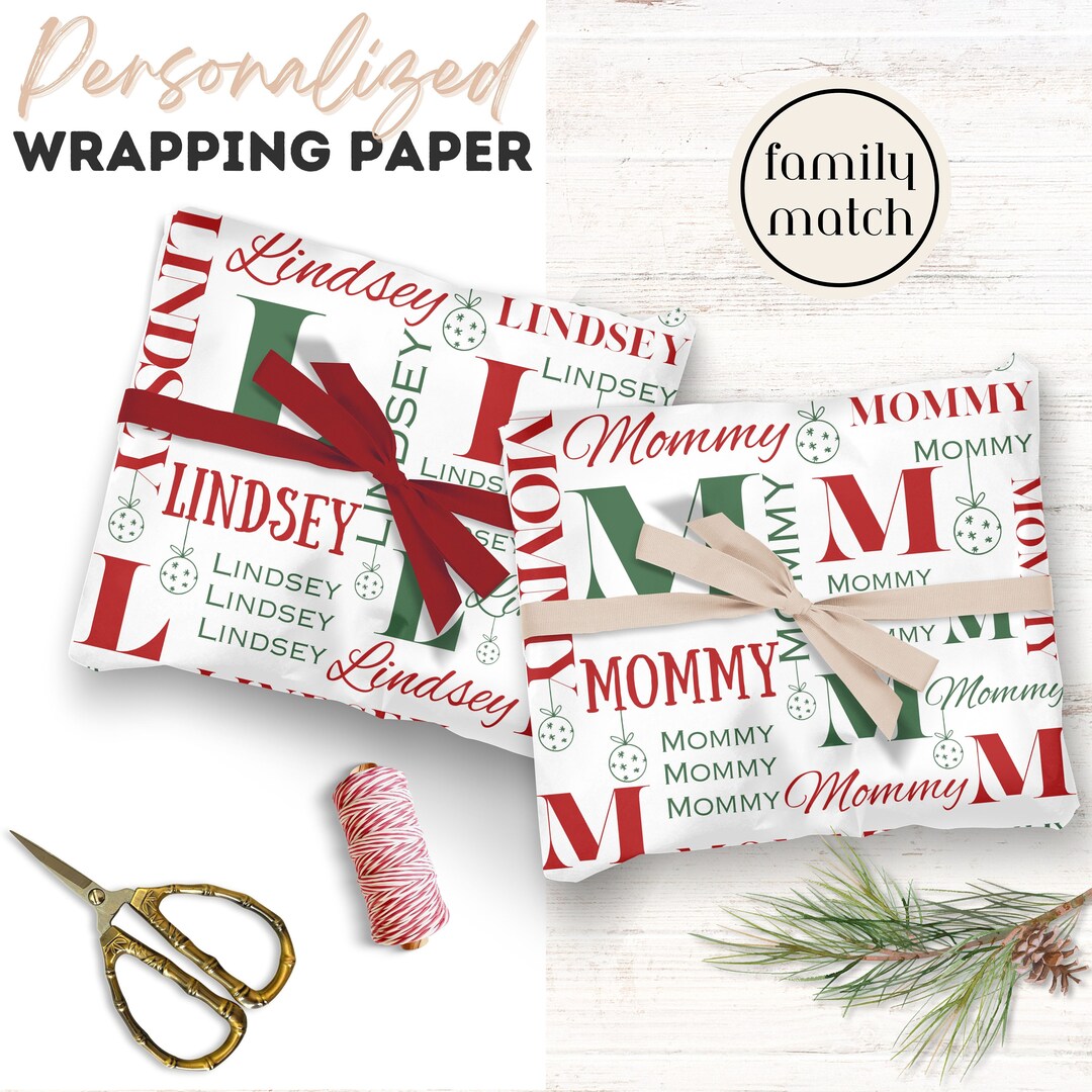 Personalized Family Wrapping Paper • Custom Name Gift Wrap for Mom Dad ...