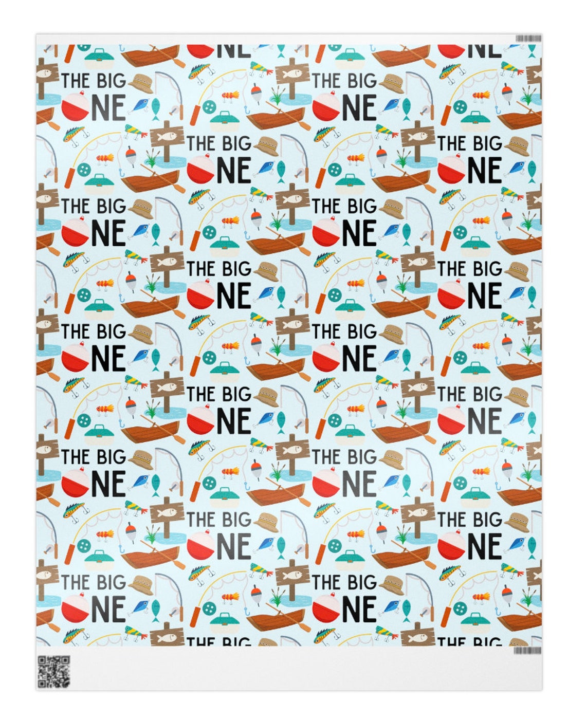 The Big One Fishing Themed 1st Birthday Party Supplies Custom Gift Wrap ...