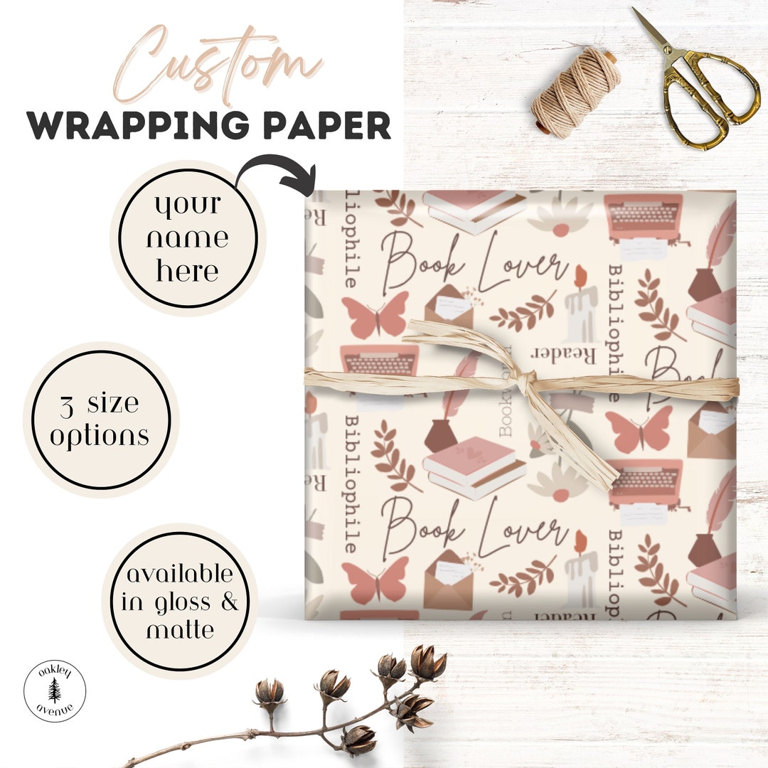 Bookish Custom Book Club Gift Wrap Reader Wrapping Paper | Personalized ...