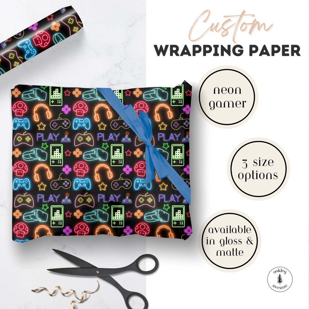 Retro Gamer Wrapping Paper Custom Wrapping Paper Personalized Gift Wrap ...