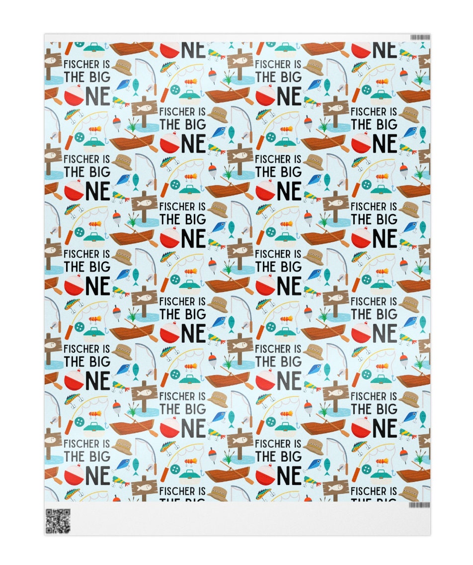 The Big One Fishing Themed 1st Birthday Party Supplies Custom Gift Wrap ...
