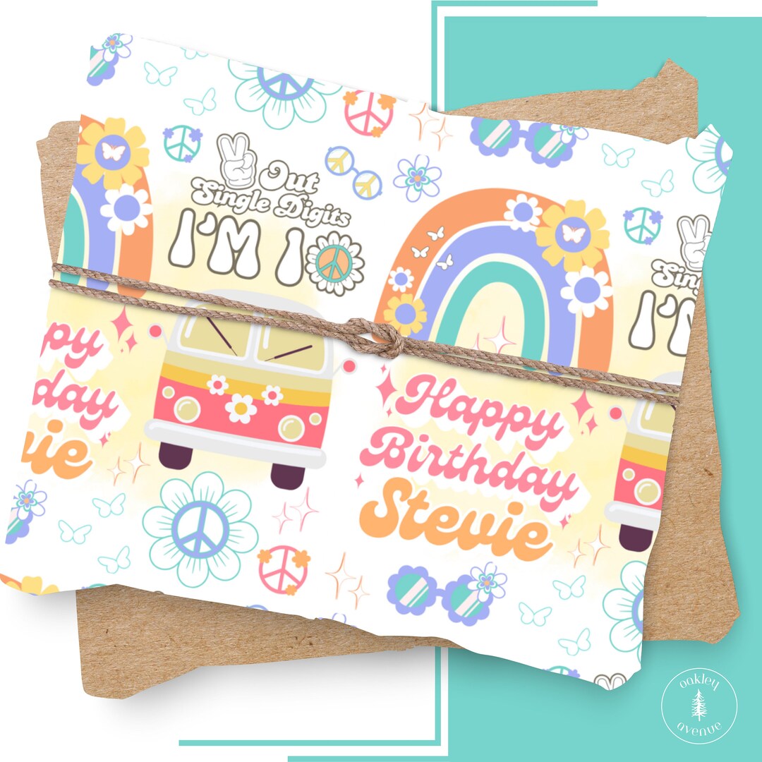 Retro Rainbow Invitation Peace Out Birthday Invitation Decor & Wrapping ...