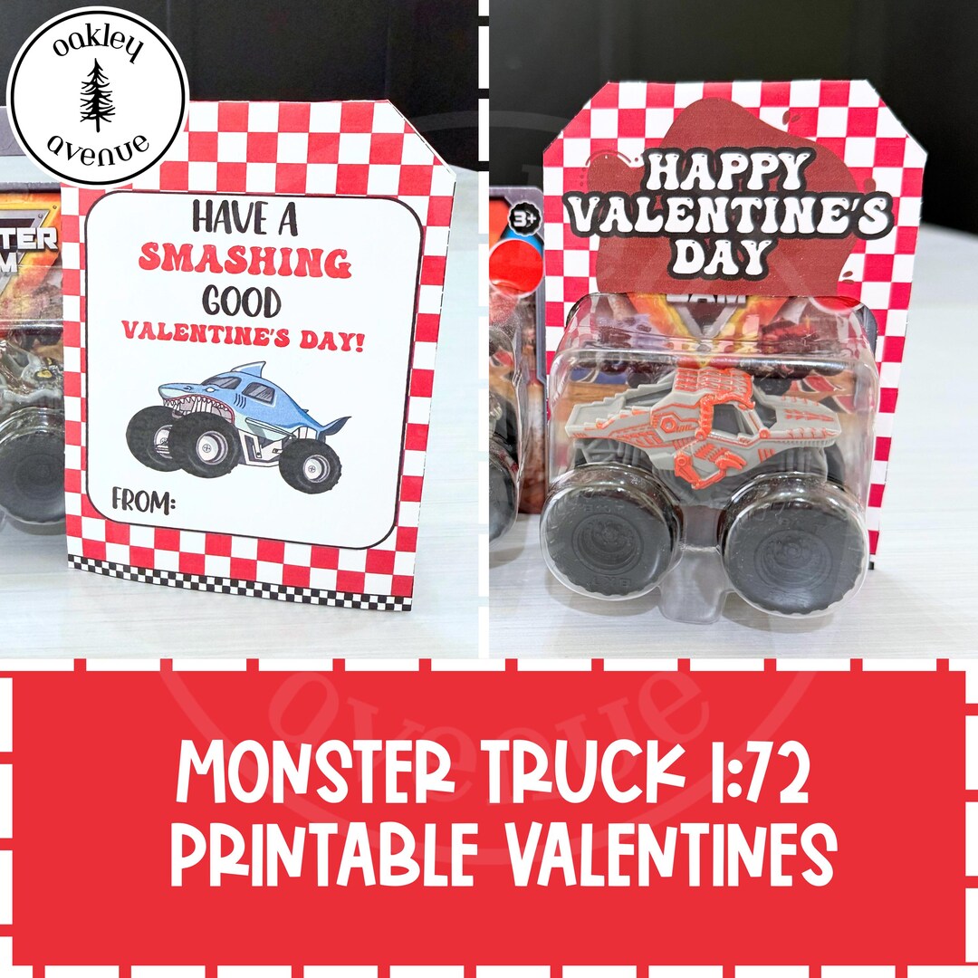 Monster Truck Valentines - Monster Trucks Packaging Template - Custom ...