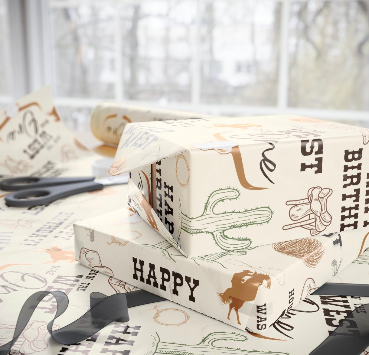 How the West Was One Western Rodeo Themed Birthday Custom Gift Wrap ...