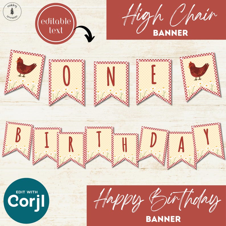 This Chick is Turning One Birthday Party Decorations, Huge Digital ...