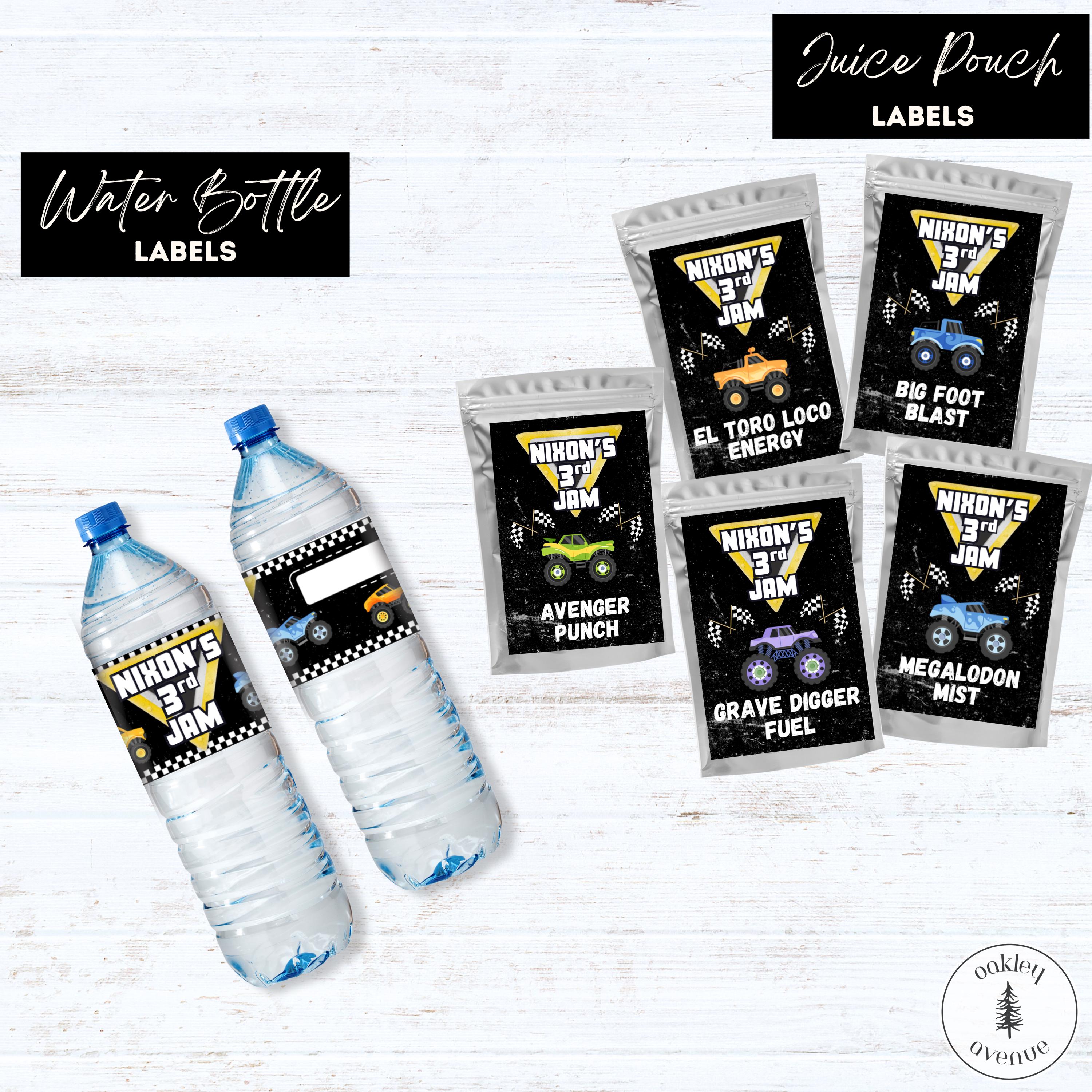 Custom Monster Truck Drink Labels Editable Digital Juice Box Label ...