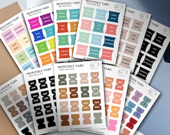 Mini Monthly Tab Planner Stickers: Attachable Month Divider Tabs ...
