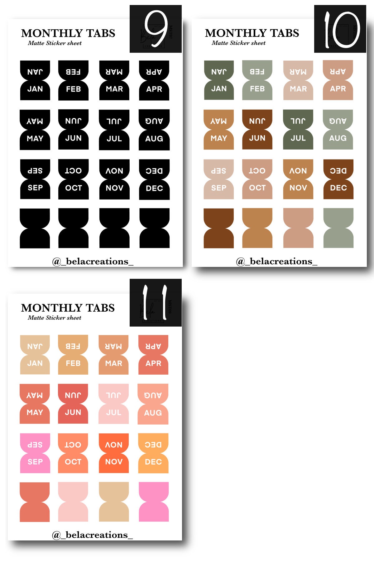 Planner Tabs / Monthly Tab Stickers / Journal Tabs - Etsy