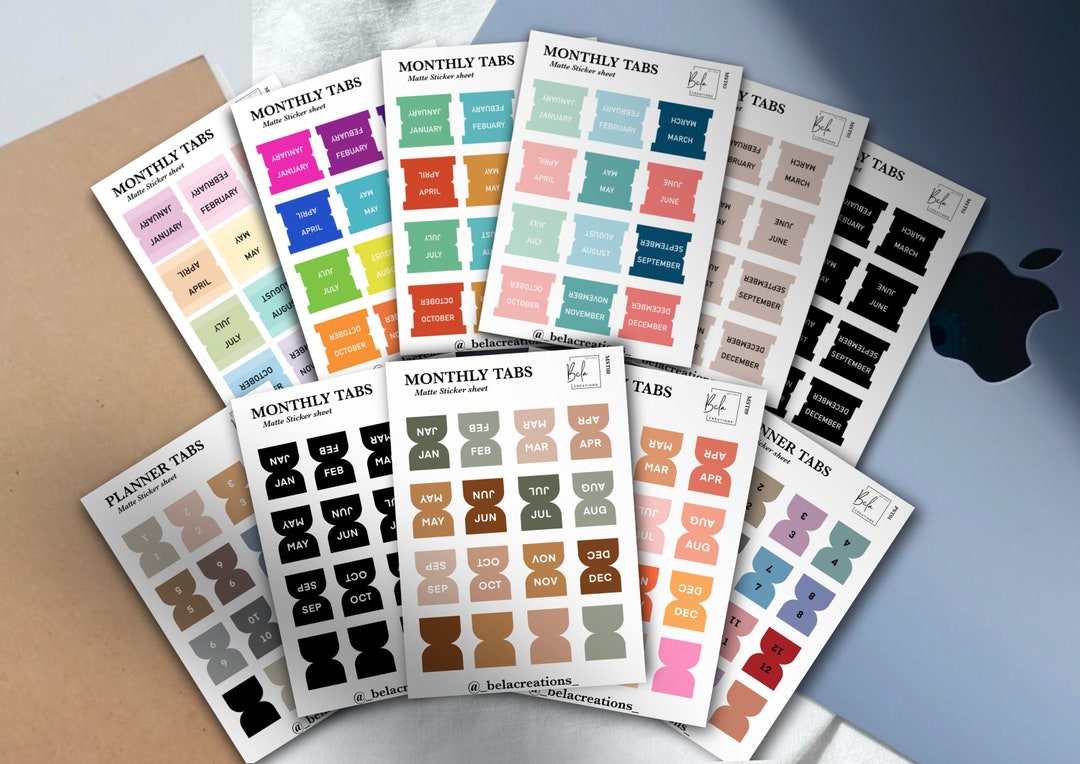 Planner Tabs / Monthly Tab Stickers / Journal Tabs - Etsy